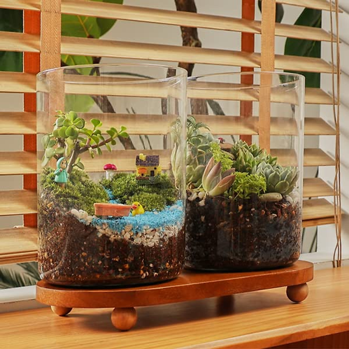 FavorFlavor Glass Jars with Airtight Lids Set of 2 101OZ Canister Sets for Kitchen Counter Flour Glass Storage Containers with Wooden Lid and a Tray for Kitchen or Laundry Room