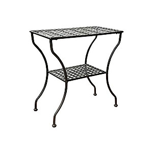 International Caravan 74361 Iron 2-Tier Patio Side Table, Antique Black