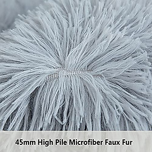 AELOS Plush Fuzzy Shaggy Faux Fur Wearable Blanket Hoodie,Luxury Sherpa Blanket Sweatshirt for Adult,Ovesized Cozy Hoodie Blanket Gifts for Women and Men,One Size Fits All(Gray)