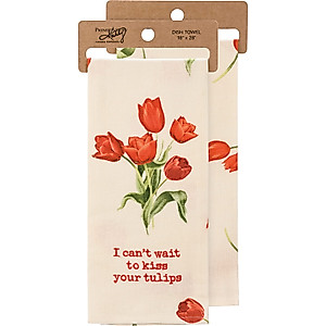 Primitives by Kathy I Can't Wait to Kiss Your Tulips Decorative Kitchen Towel