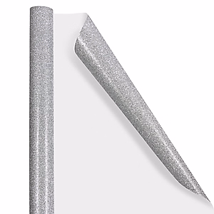 JAM PAPER Gift Wrap - Glitter Wrapping Paper - 25 Sq Ft - Silver Glitter - Roll Sold Individually