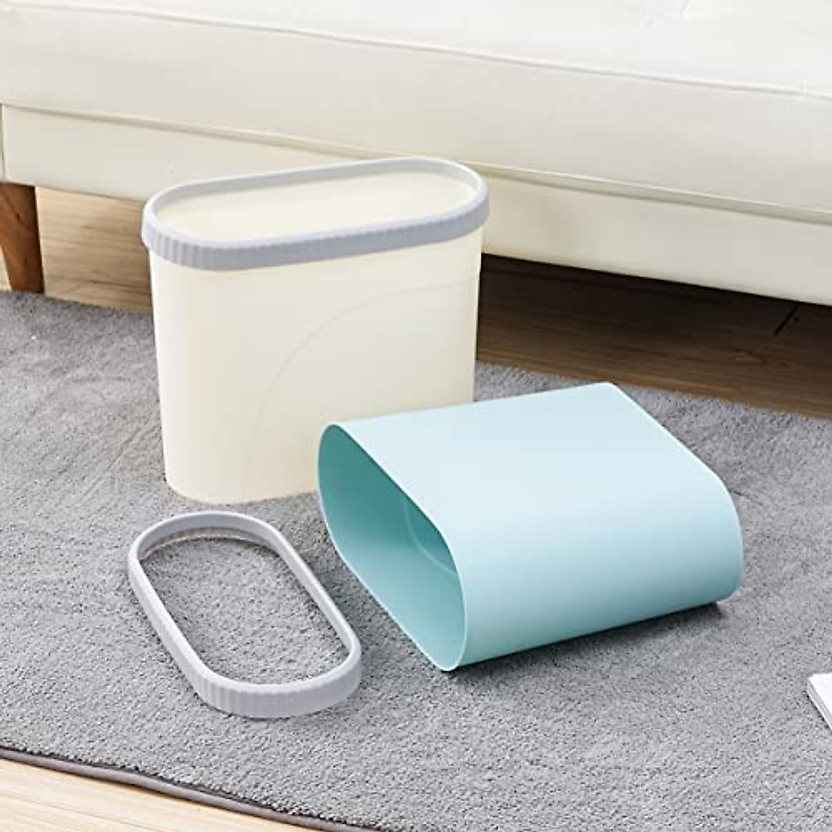 VOSAREA Slim Garbage can Waste Basket Can for Waste bin Trash Basket Slim can Narrow Spaces Plastic Plastic Garbage Plastic Garbage can