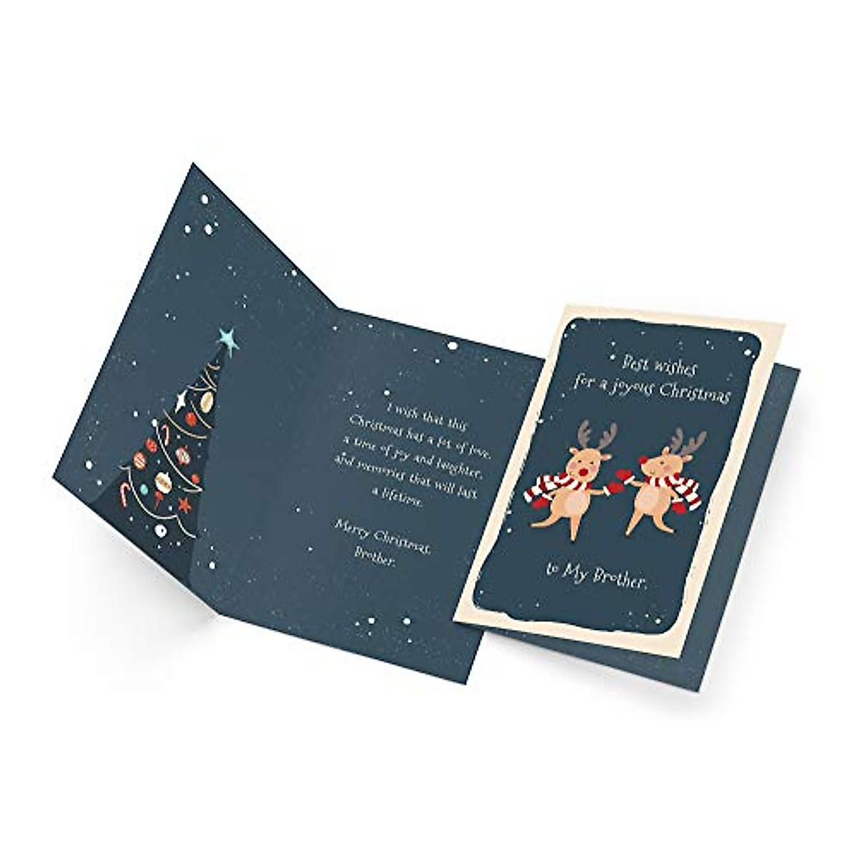 Christmas Card Brother | Made in America | Eco-Friendly | Thick Card Stock with Premium Envelope 5in x 7.75in | Packaged in Protective Mailer | Prime Greetings