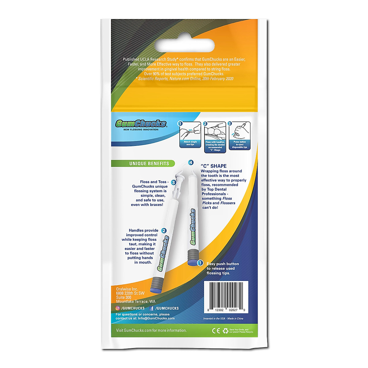 GumChucks Orthodontic Flossers Dental Floss - Floss for Braces - Brace Floss Picks - Gum Flossing Picks - Ortho Dental Flossers (30 Flossing Tips)