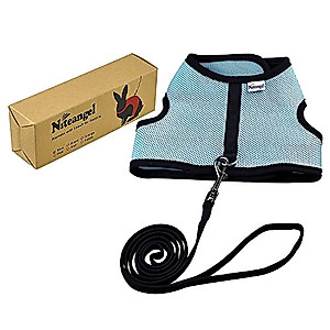 Niteangel Adjustable Soft Harness with Elastic Leash for Rabbits (L, Blue)