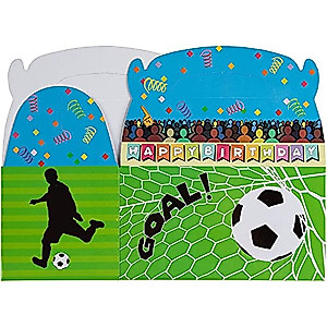 BLUE PANDA Treat Boxes - 24-Pack Paper Party Favor Boxes, Soccer Design Goodie Boxes for Birthdays and Events, 2 Dozen Party Gable Boxes, 6 x 3.3 x 3.6 inches