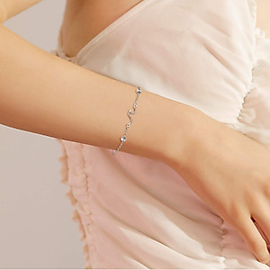 YFN Wave Bracelet 925 Sterling Silver Ocean Wave Bracelets Ocean Beach Bracelet for Women Jewelry Gifts