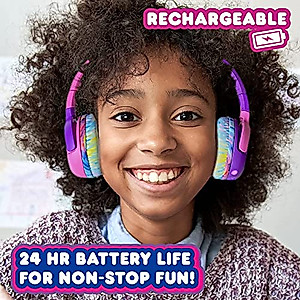 Kidz Bop Bluetooth Headphones for Kids | Hi-Def Microphone & Speakers | 94dB Volume Limiting | Wireless | Adjustable | School Use | Christmas 2022 Present | Gift 3 4 5 6 7 8+ Year Old Girls Boys