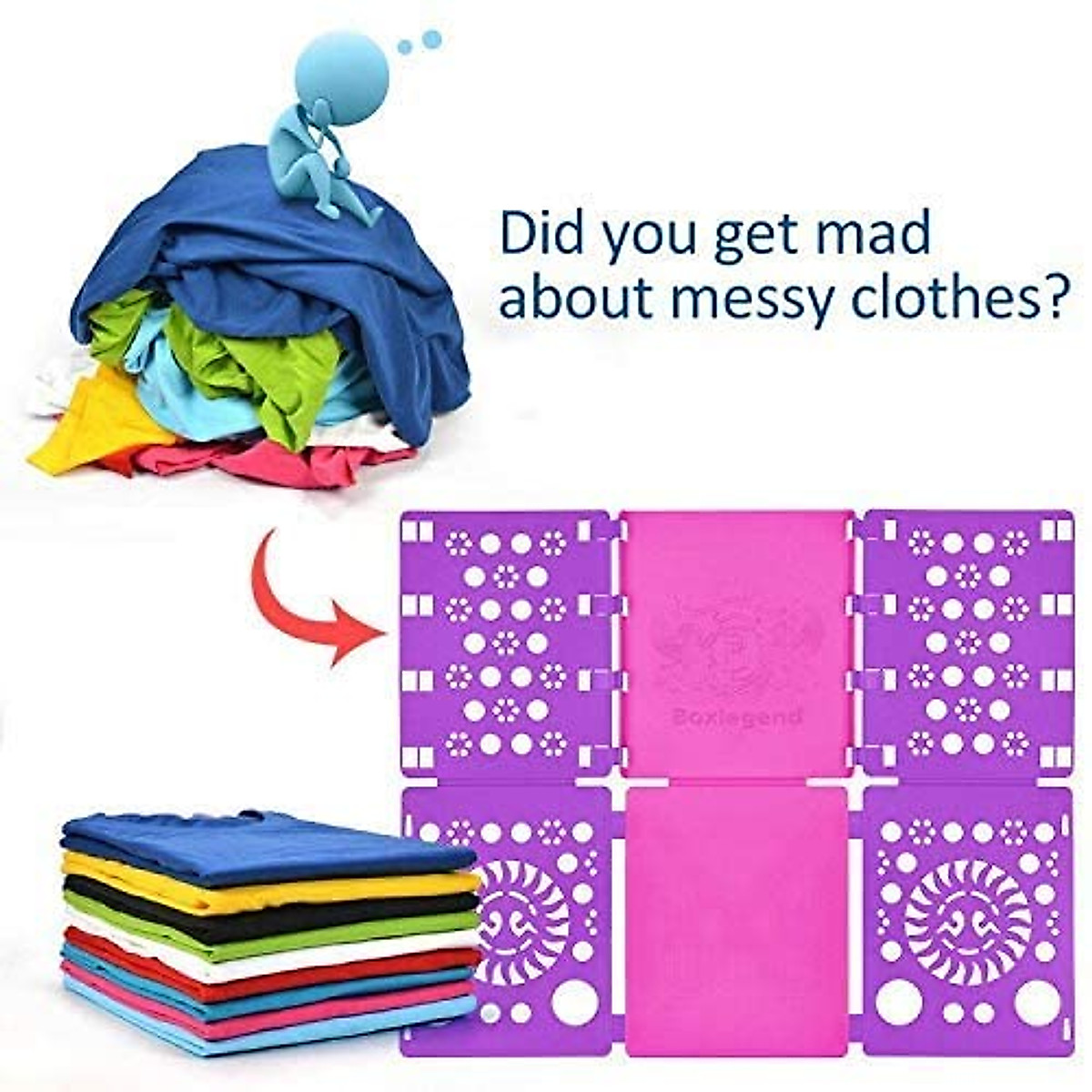 BoxLegend Version 3 Shirt Folding Board t Shirts Clothes Folder Durable Plastic Laundry folders Folding Boards Helper Tool for Adults and Children(Purple)