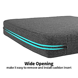 GUEGLSA Replacement Outdoor Cushion Covers 25x25x5 inch, Waterproof Patio Seat Cushion Slipcovers, Chair Cushion Slip Cover, Set of 2, Multiple Grey