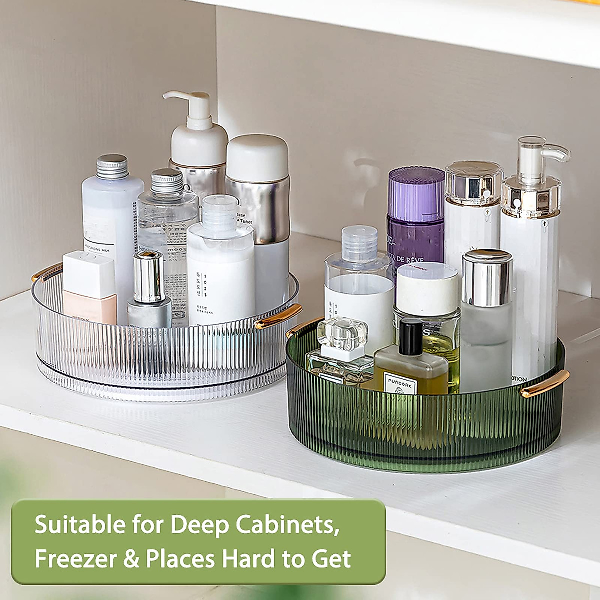 Makeup Perfume Organizer,360 Rotating Lazy Susan Skincare Organizers and Storage for Vanity,Cosmetics Display Dresser Organizer Perfume Tray with Handle,Turntable Spice Rack with Perfume Atomizer