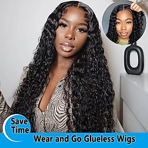 26 Inch Deep Wave Lace Front Wigs Human Hair Wigs for Black Women 180% Density HD Transparent 13×4 Lace Front Glueless Wigs Human Hair Pre Plucked with Baby Hair Deep Curly Lace Frontal Human Hair Wig