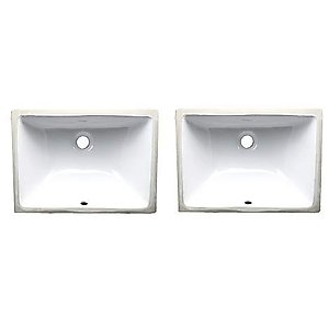 Nantucket Sinks UM-16x11-W 16-Inch by 11-Inch Rectangle Ceramic Undermount Vanity, White (2-(Pack))