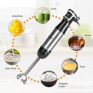 Aigostar Immersion Blender, 2 in 1 Hand Blender with 600ml Beaker, Stainless Steel Handheld Stick Blender for Smoothies, Baby Food, Puree, Soup, BPA Free, UL Certificated