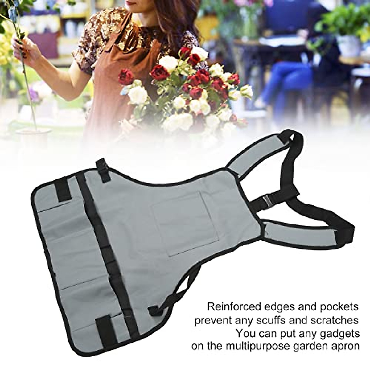 ENTHUSRI Garden Apron Oxford with Pockets Cloth Reusable Outdoor Barbecue BBQ Grill Apron for Men Women Gray