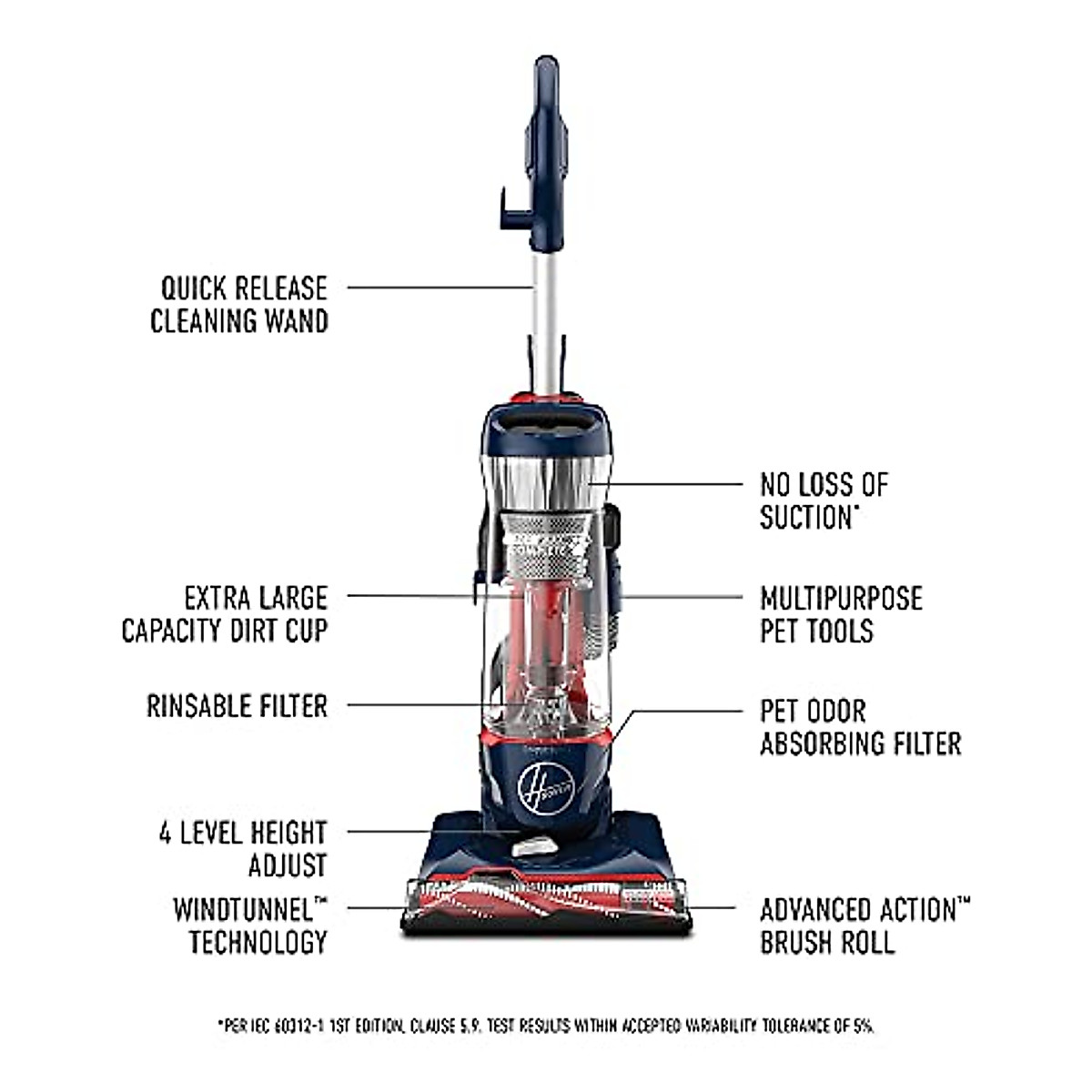 Hoover MAXLife Pet Max Complete, Bagless Upright Vacuum Cleaner, For Carpet and Hard Floor, UH74110, Blue Pearl