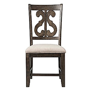 Picket House Stanford Wooden Swirl Back Side Chair Set Transitional/Smokey Walnut/20/42