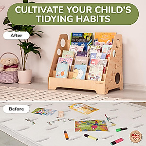 WoodandHearts Kids' Bookcases, Cabinets & Shelves, Nursery bookshelf, Childrens bookshelf, Bookshelf for kids, Montessori Shelf, Preschool Bookshelf, Montessori furniture for 1 year old (Kristi)