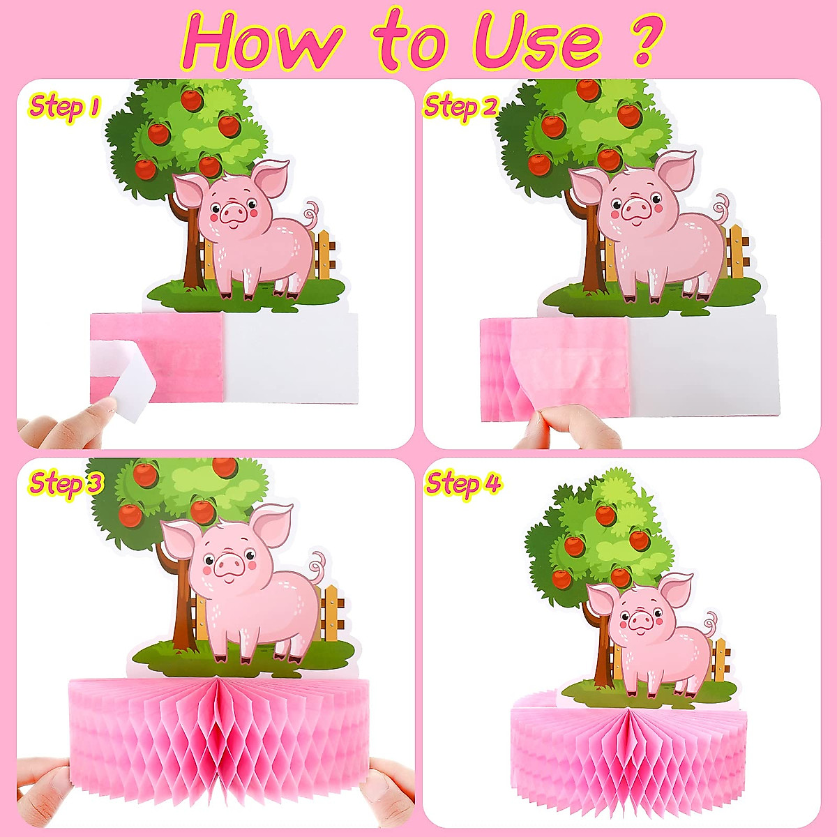 6 Pieces Farm Animals Honeycomb Centerpieces Farm Themed Cake Balls Table Toppers Barn Party Supplies Indoor and Outdoor 3D Table Decorations for Farm Animals
