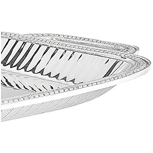 Wilton Armetale Flutes and Pearls Rectangular Serving Tray with Handles, 18-Inch-by-12-Inch - , Silver