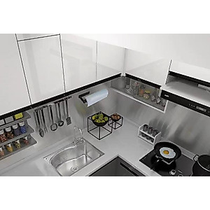 Paper Towel Holder, Drilling Under Cabinet Kitchen, 13.2 inch Stainless Steel Paper Towel Roll Rack, Towel Roll Hanger for Bathroom (Black)