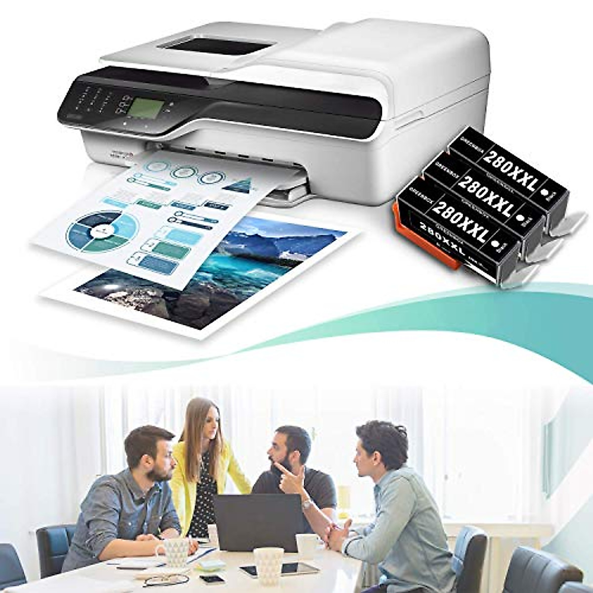 GREENBOX Compatible Ink cartridges Replacement for Canon 280 PGI-280 PGI-280XXL 280XXL for Canon PIXMA TR7520 TR8520 TS6120 TS6220 TS8120 TS8220 TS9120 TS9520 TS6320 Printer (3 Large Black)