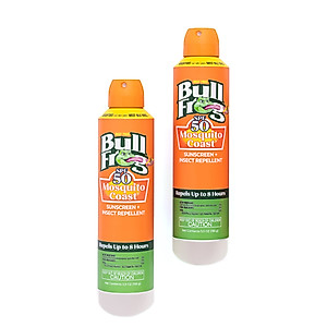 Bullfrog Mosquito Coast Sunscreen SPF50 + Insect Repellant 5.5oz Continuous Spray, 2pk
