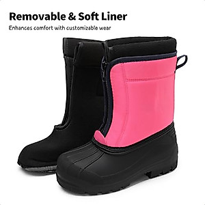 DREAM PAIRS Boys Girls Waterproof Winter Snow Boots,Size 2 Little Kid,Fuchsia/Navy,KSTAR