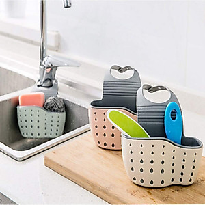 Sponge Holder for Sink, Qtopun 3 Pack Sink Caddy Organizer With 3 Hooks Kitchen Dishcloth Holder With Adjustable Strap Bathroom Soap Hanging Strainer Tootthbrush Bag