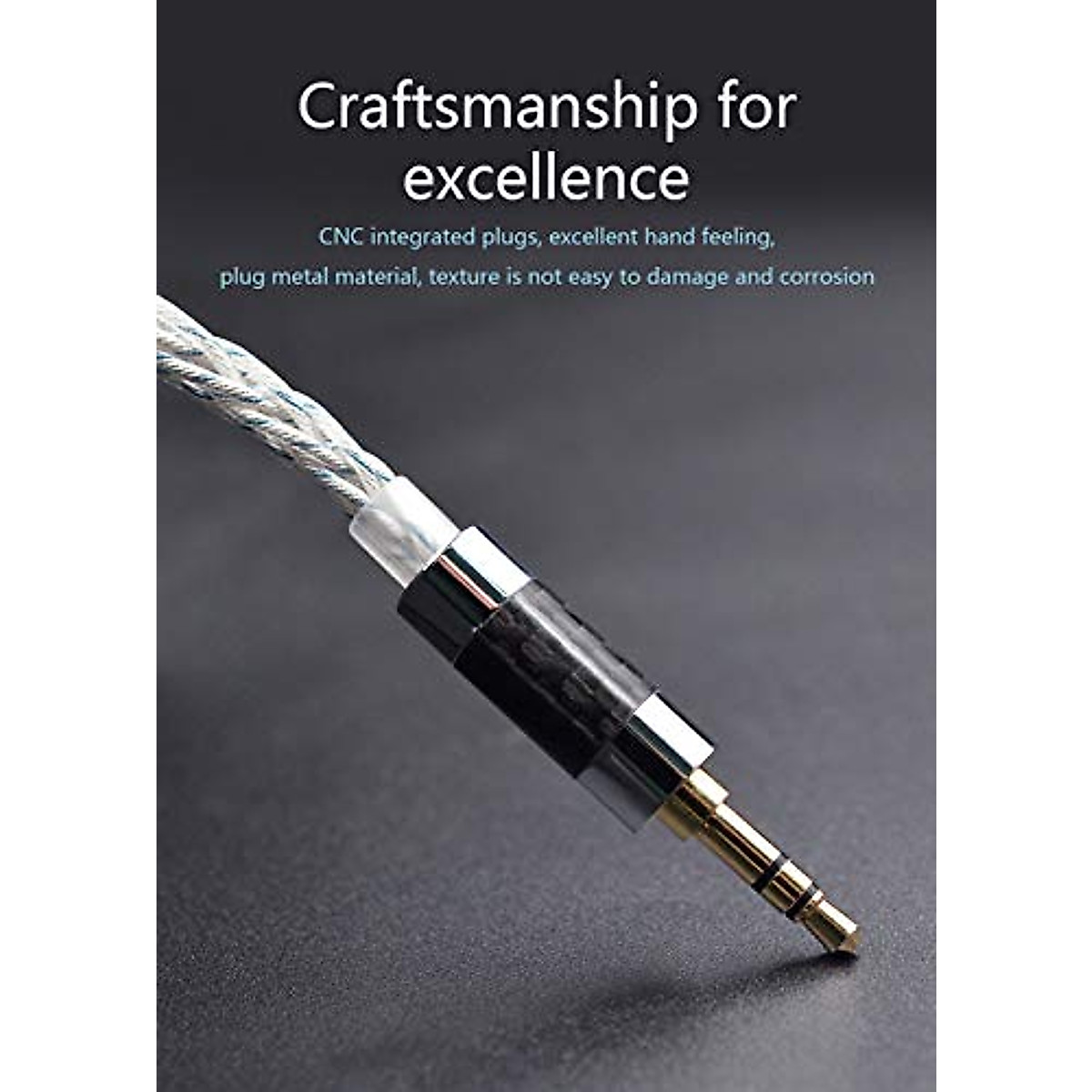 KZ Silver/Blue Hybrid (784 cores) Upgrade Cable, HiFi Earphone Audio Replacement Mixed Wire 3.5mm Compatile with C PIN