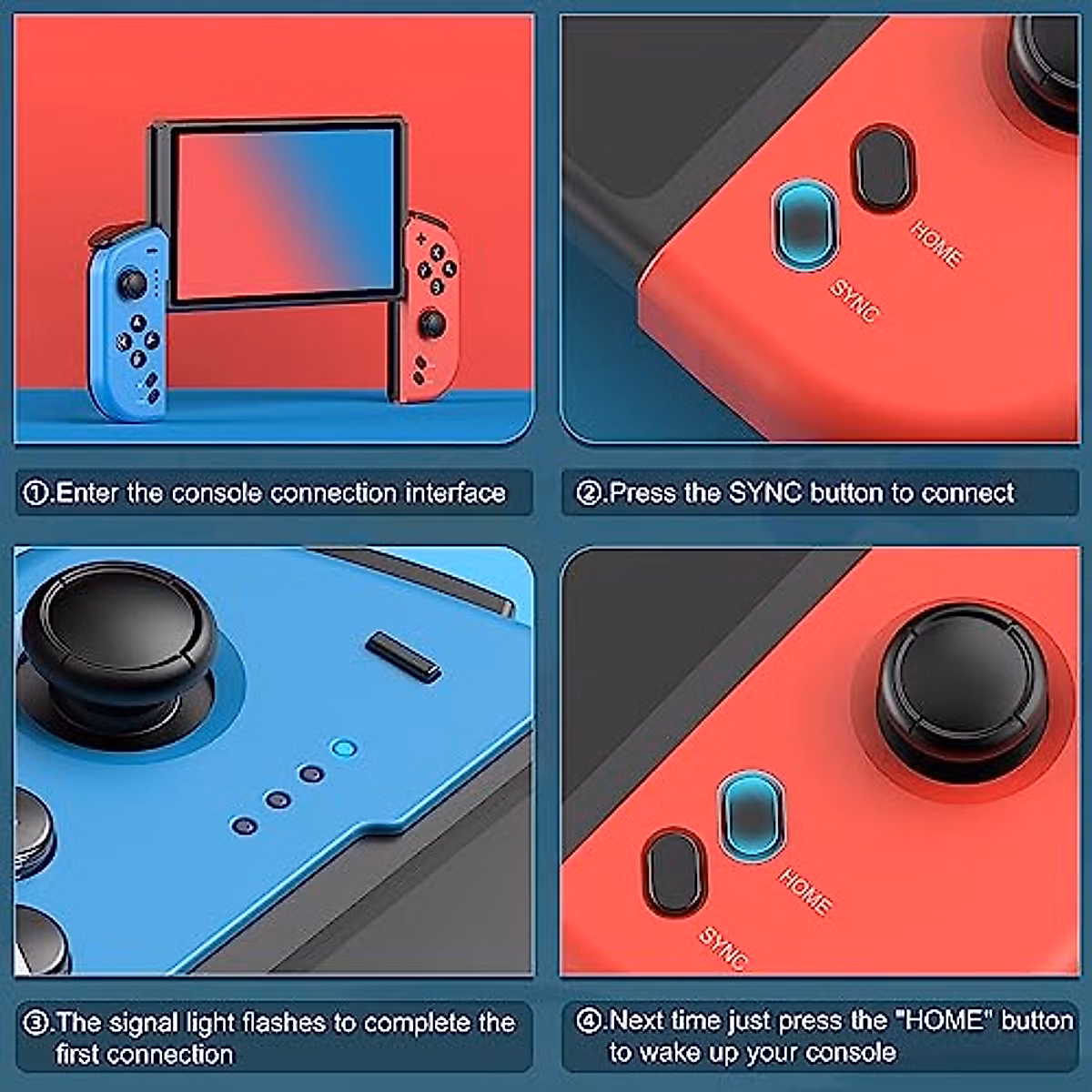 Poupouduck Suitable Big Hand Switch Controllers for Switch/OLED, Handheld Switch Pro Controllers Replace Switch Joycon, Split Pad Pro with Button Lights, Turbo, 4-Level Vibration, 6-Axis Gyro