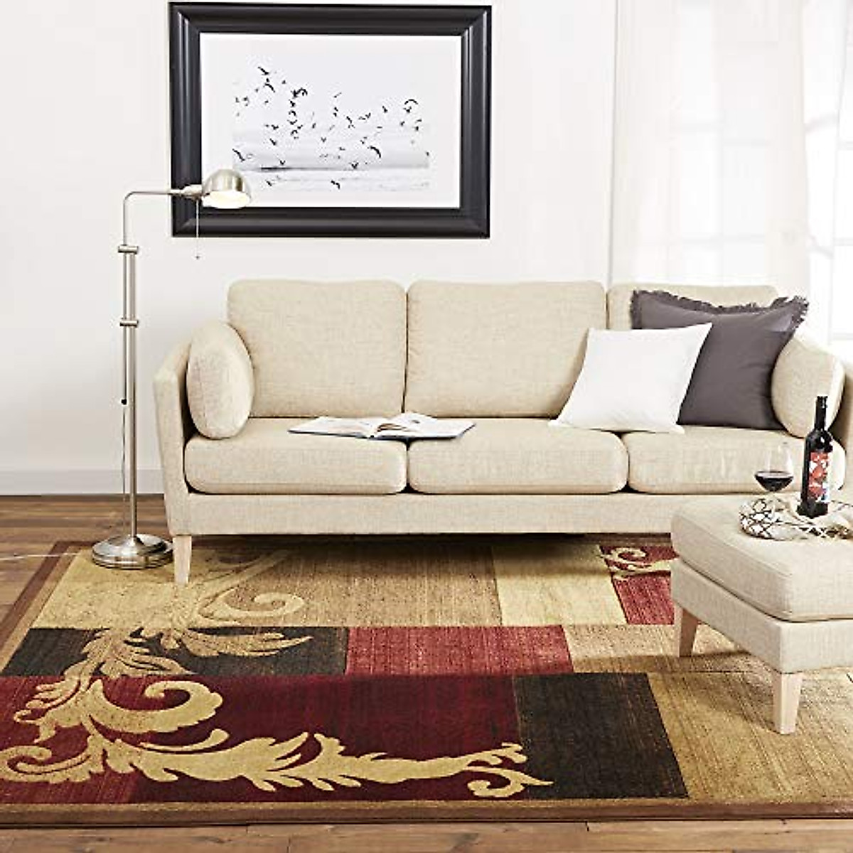 Home Dynamix Catalina Pierre Contemporary Scroll Area Rug, Brown/Red, 5'3"x7'2"
