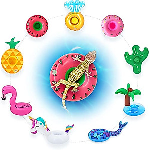 KUDES 9 Pack Bearded Dragon Bathe Float Bathtub Toys + 1 Inflatable Needle, Lizard Swimming Toys with Enjoy The Bath Time for Bearded Dragon Hamster and Other Small Animals