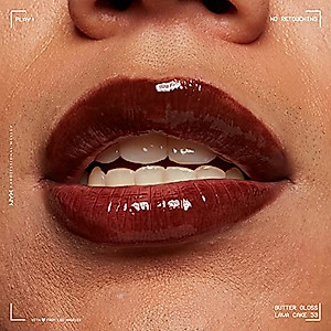 NYX PROFESSIONAL MAKEUP Butter Gloss Brown Sugar, Non-Sticky Lip Gloss - Lava Cake (Rich Brown)