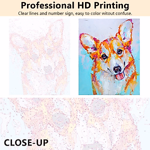 TISHIRON Paint by Numbers for Adults, Dog Portrait Oil Painting, Paint by Numbers for Beginners, Corgi Paint by Numbers Kit, DIY Oil Painting Holiday Gifts, Children's Crafts, 16x20 inch