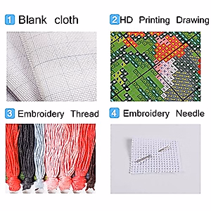 Fanxvivy Beginners Cross Stitch Kits Stamped Full Range of Embroidery Starter Kits for Beginners DIY 11CT Preprinted Cross-Stitch Kit for Adults Needlepoint Kits- (Cross Stitches kit 07)