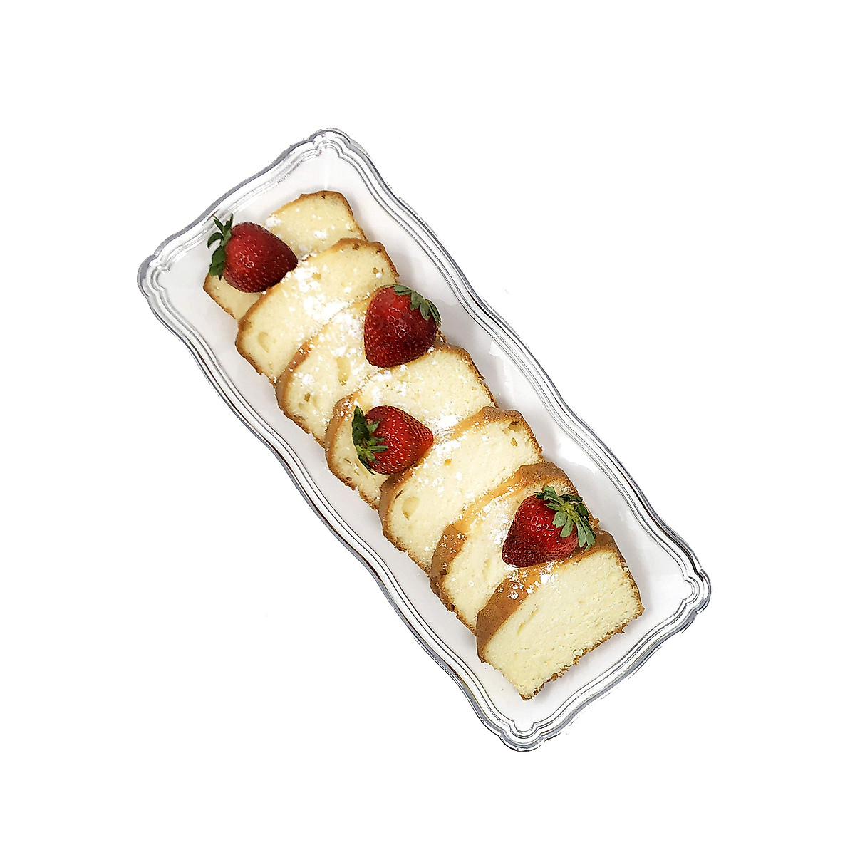 Elegant Aristocrat Collection White/Silver Serving Trays - 13.75” x 6” (Pack of 2) - Chic Luxury Design - Ideal for Any Occasion & Event