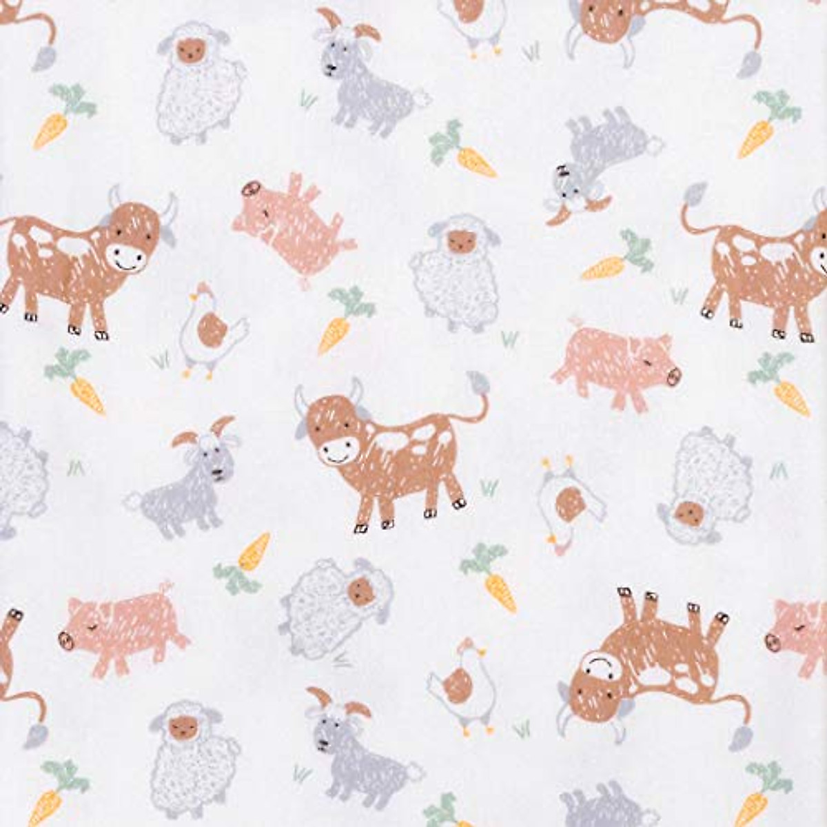 Farm Friends 4 Pack Flannel Burp Cloth Set - Herringbone, Dogs, Plaid and Farm Animal prints, Gray, Yellow, Taupe, and Brown, 100% Cotton Flannel, 11.5 in x 20 in Each