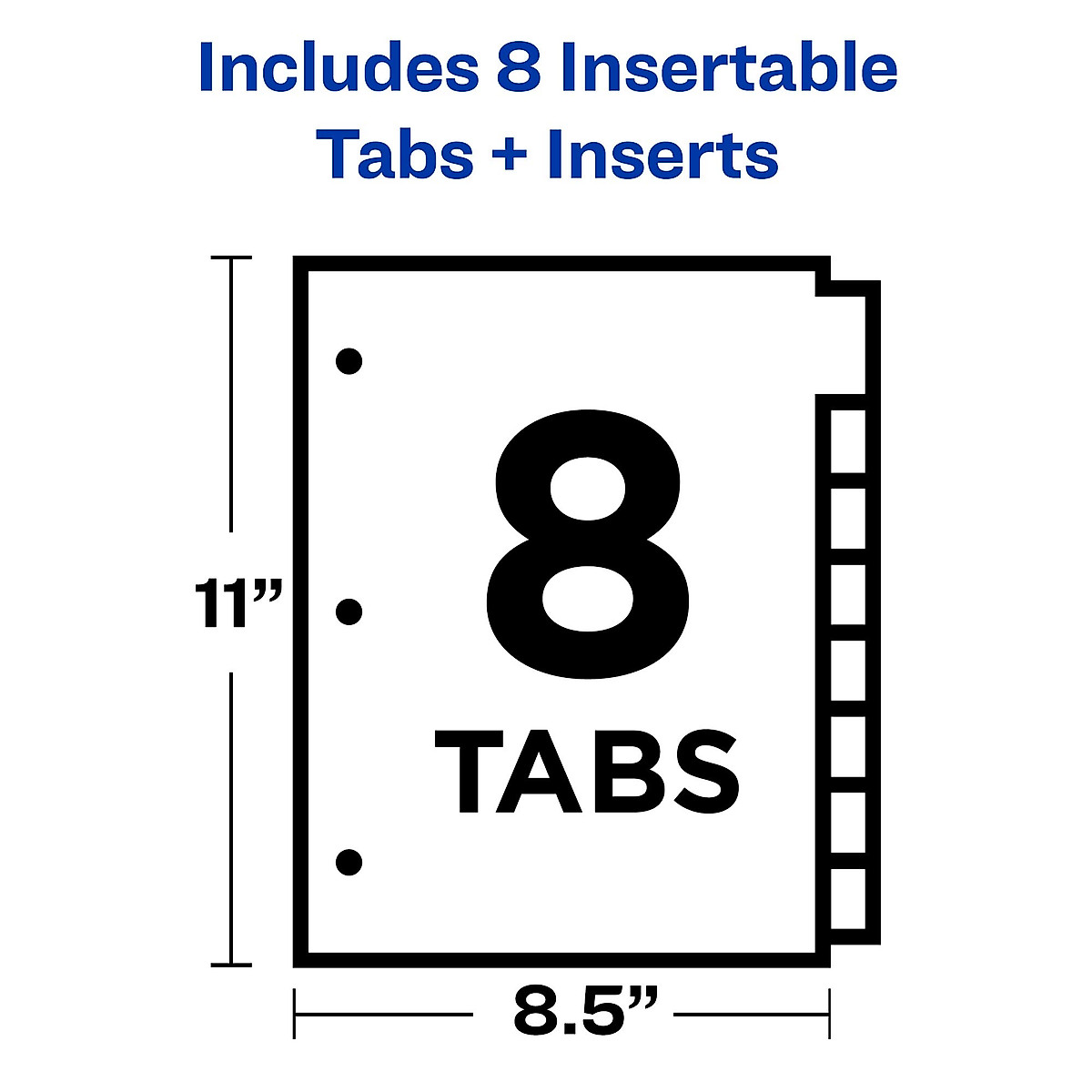 Avery 8-Tab Binder Dividers, Insertable Clear Big Tabs, 1 Set (11112)