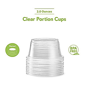 {2 oz - 200 Cups} Clear Diposable Plastic Portion Cups No Lids, Small Mini Containers For Portion Controll, Jello Shots, Meal Prep, Sauce Cups, Slime, Condiments, Medicine, Dressings, Crafts, Disposable Souffle Cups & Much more