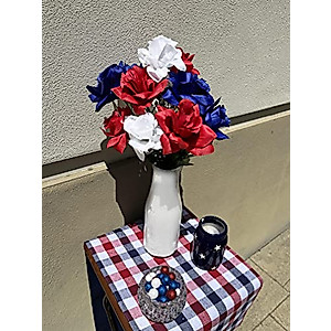 Admired By Nature Bush Artificial Full Blooming Flowers, Medium, 6. ABN_RD/WT/BL_Rose, 12 Count