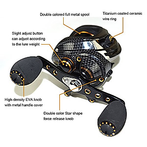 FISHDROPS Baitcasting Reels, 17+1BB Magnetic/Centrifugal Brake Systems Baitcaster Reel, High-Speed Gear Ratio 7.0 Ultra Smooth Low Profile Baitcast Fishing Reel