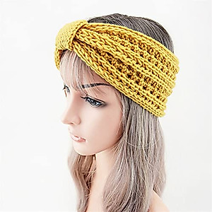 LILOA Autumn And Winter Knitting Hair Band Wheat Bowknot Sports Headband Knotted Ear Protection Head Cover Warm Hair Accessories 1Pcs (Color : 8 navy blue)
