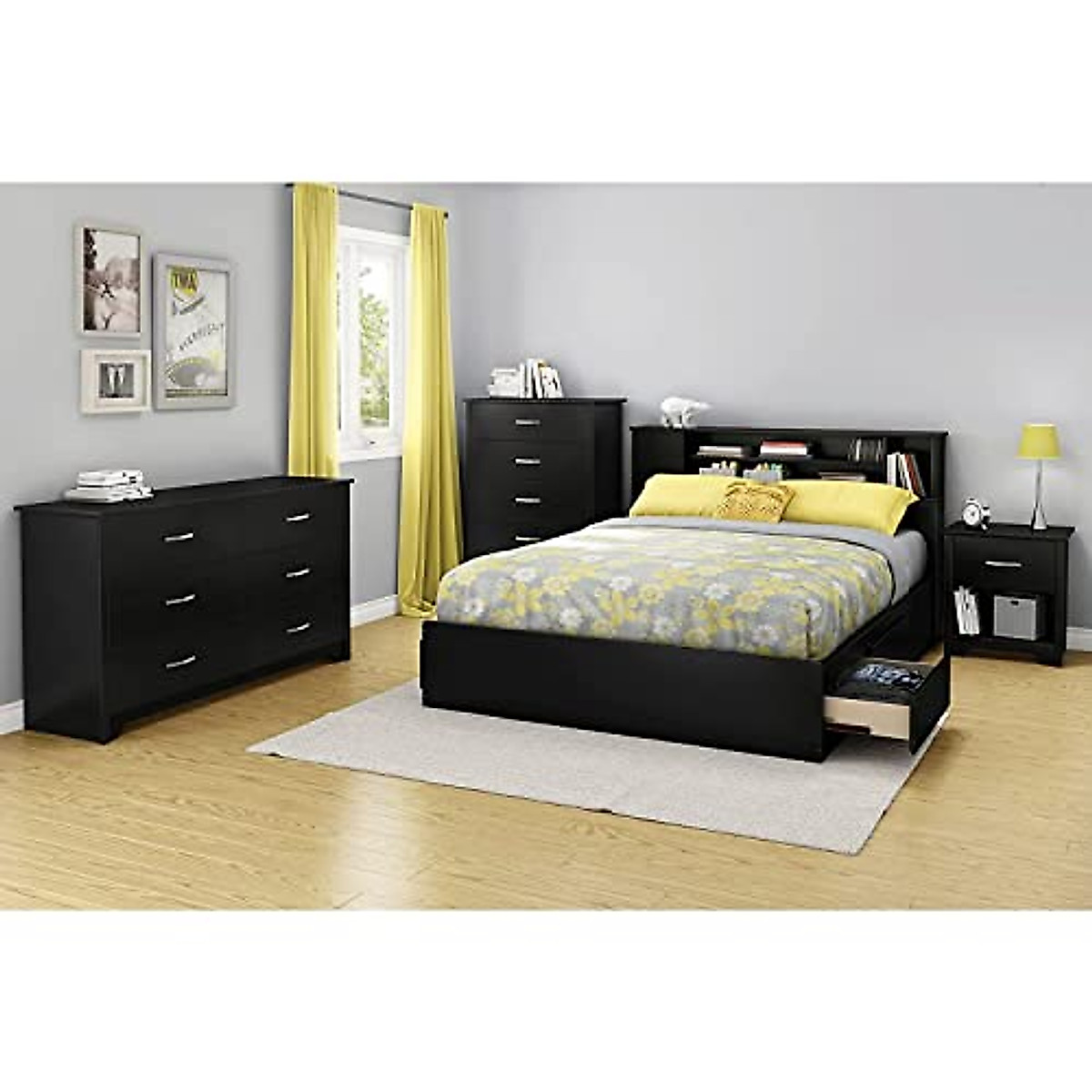 South Store FURNITURE Fusion 6-Drawer Double Dresser Pure Black