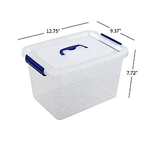 Morcte 10 L Plastic Lidded Storage Bin, Clear Storage Box, Pack of 6