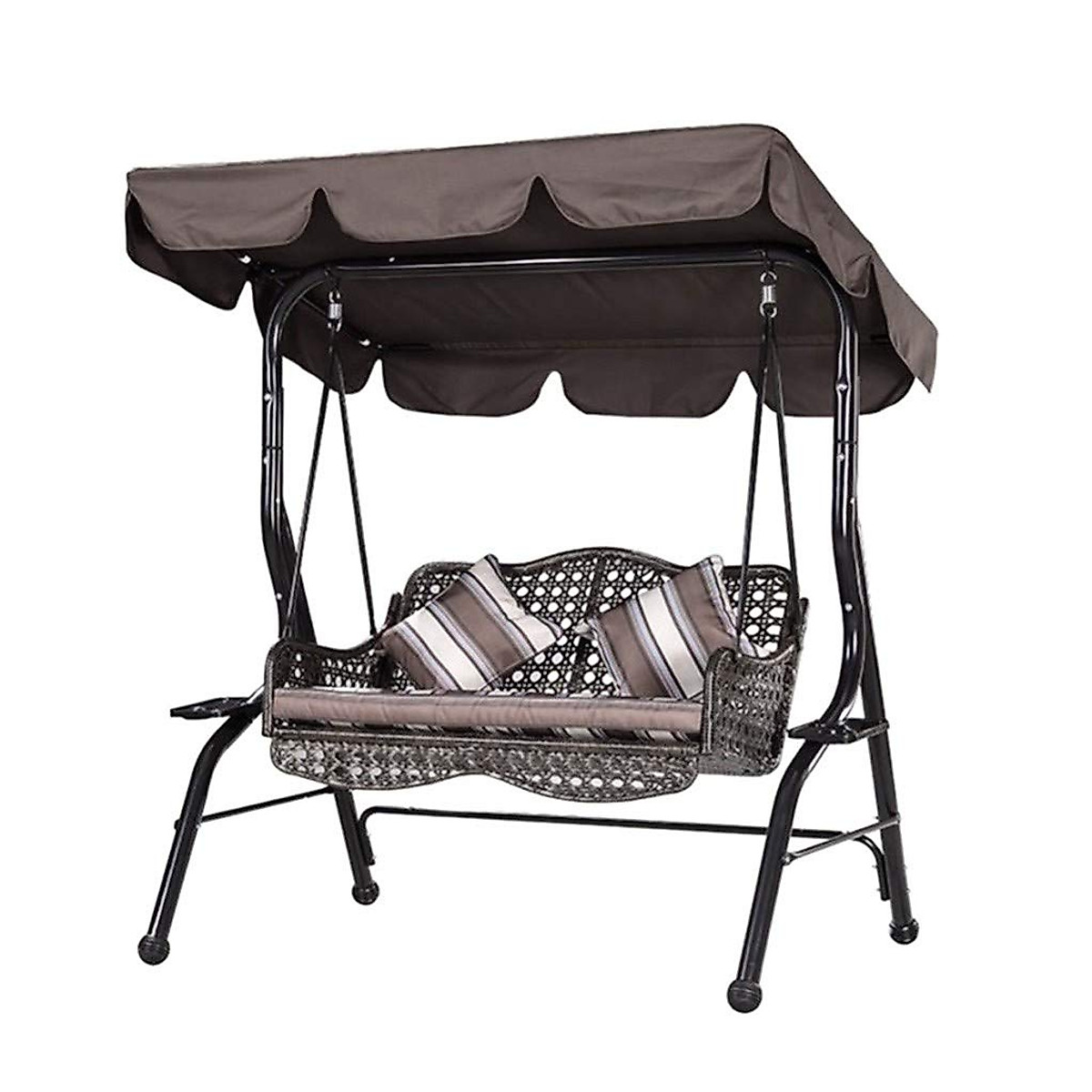 Swing Canopy Replacement, 77''X49'' Sun Shade Waterproof Swing Top Cover Garden Swing Top Canopy Cover for Outdoor Yard Park Porch Patio Furniture Awning Canopy Patio Furniture, Coffee