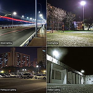 QiGe 150W LED Parking Lot Light, UL-Listed 21000Lm (140LM/W) Led Street Light with Dusk to Dawn Photocell, 5700K LED Pole Light, Commercial shoebox Light for Outdoor Lighting, Slip Fitter Mount.