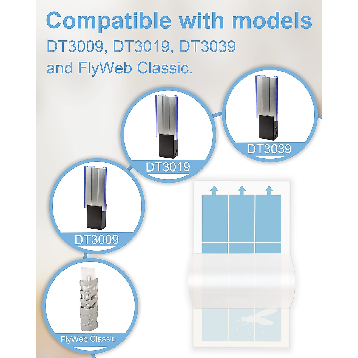 24 Pack Refills Glue Cards for Dynatrap DT3009 DT3019 DT3039 and Gardner Flyweb Classic Indoor Insect Mosquito Trap Refills Sticky Cards Replacement Glue Cards