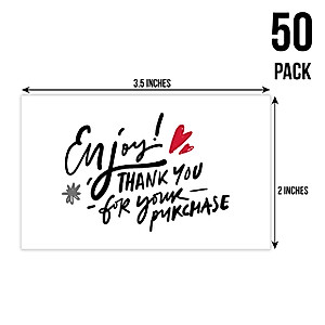 TENTADO Thank You For Your Purchase Cards, 50 pcs, 3.5 in x 2 in, Hearts Pattern, Suitable For Small Business Owners