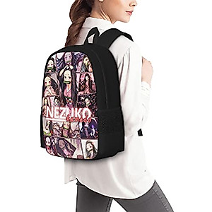 17" Nezuko Backpack Anime Multifunction Bookbag with Side Pockets Durable Laptop Bag for Teen Boys Girls